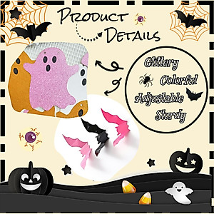 Enanal Halloween Decoration, 51pcs Glittery Ghost Spider and Web Banners with Black Blush 3D Bats Wall Stickers for Happy Halloween Party Supplies Little Boo Cute Halloween Party Decoration