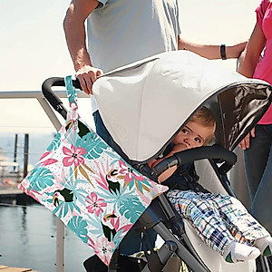 visesunny Tropical Palm Flower Parrot Animal 2Pcs Wet Bag with Zippered Pockets Washable Reusable Roomy for Travel,Beach,Pool,Daycare,Stroller,Diapers,Dirty Gym Clothes, Wet Swimsuits, Toiletries