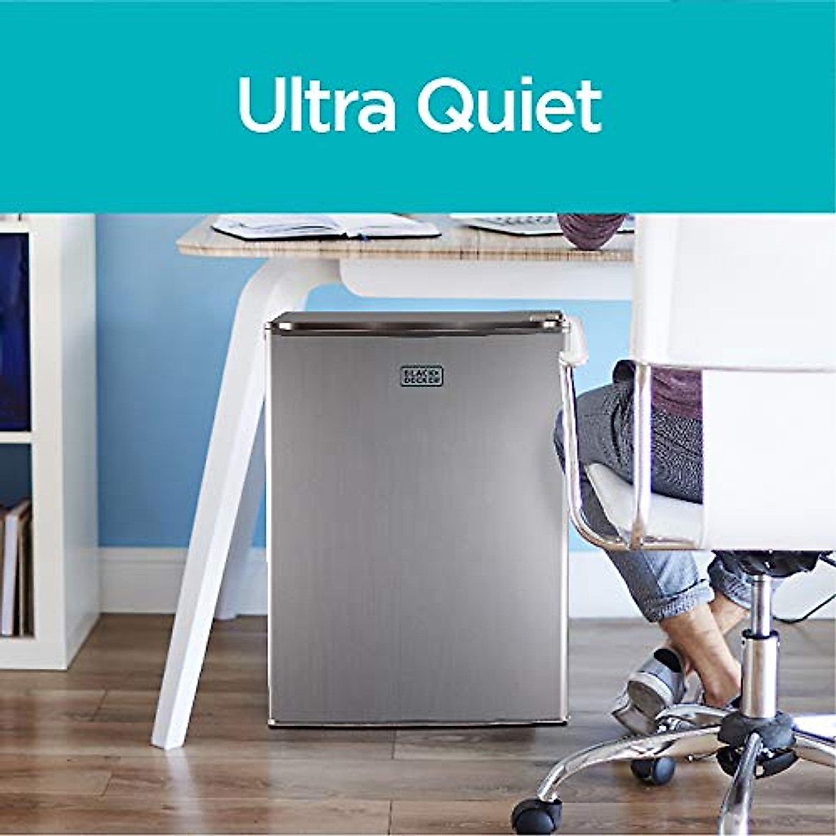 BLACK+DECKER BCRK25V Compact Refrigerator Energy Star Single Door Mini Fridge with Freezer, Cubic Feet, VCM, 2.5 cu.ft, Brushed Metal Finish