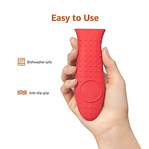 Amazon Basics Silicone Hot Skillet Handle Cover Holder, Red