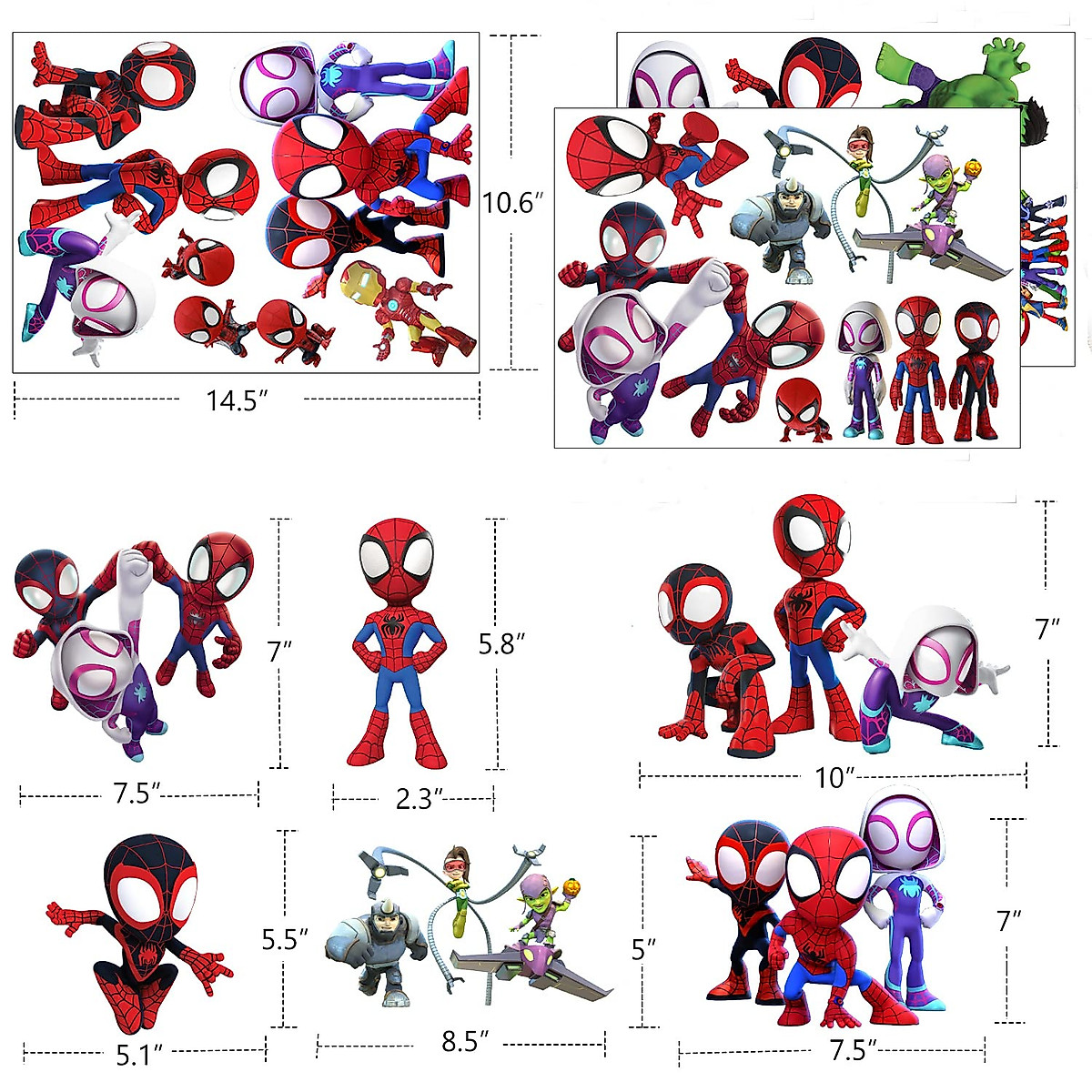 Spiderman and His Amazing Friends Wall Decals Peel and Stick Cartoon Wall Decals Stickers for Boys Room Spiderman Wall Art Mural Decor for Baby Girls Kids Nursery Bedroom
