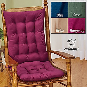 Collections Etc Quilted Chair Cushion Set - Perfect for Rocking Chairs, Dining Chairs or Armchair, Blue