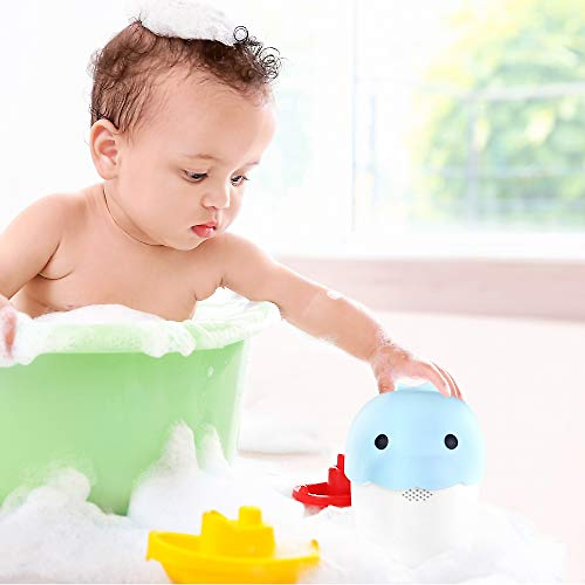 Navaris Baby Hair Rinser - Cute Animal Cup for Bath with 3 Different Pour Spouts - Rinse Shampoo and Keep Water Out of Baby's Face and Eyes - Blue
