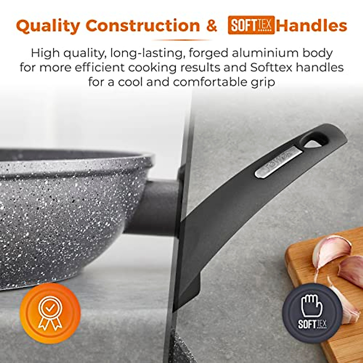 Tower Cerastone Forged Aluminium Pan Set with Easy Clean Non-Stick Ceramic Coating, 5 Piece, Graphite