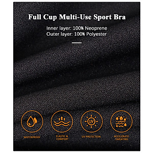 CtriLady Women High Impact Neoprene Sport Bra Front Zipper Crop Tank Top Full Cup Vest for Surfing Snorkeling Fitness (Black Yellow,XL)