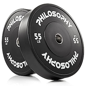 Philosophy Gym Set of 2 Olympic 2-Inch Rubber Bumper Plates (55 LB each) Black