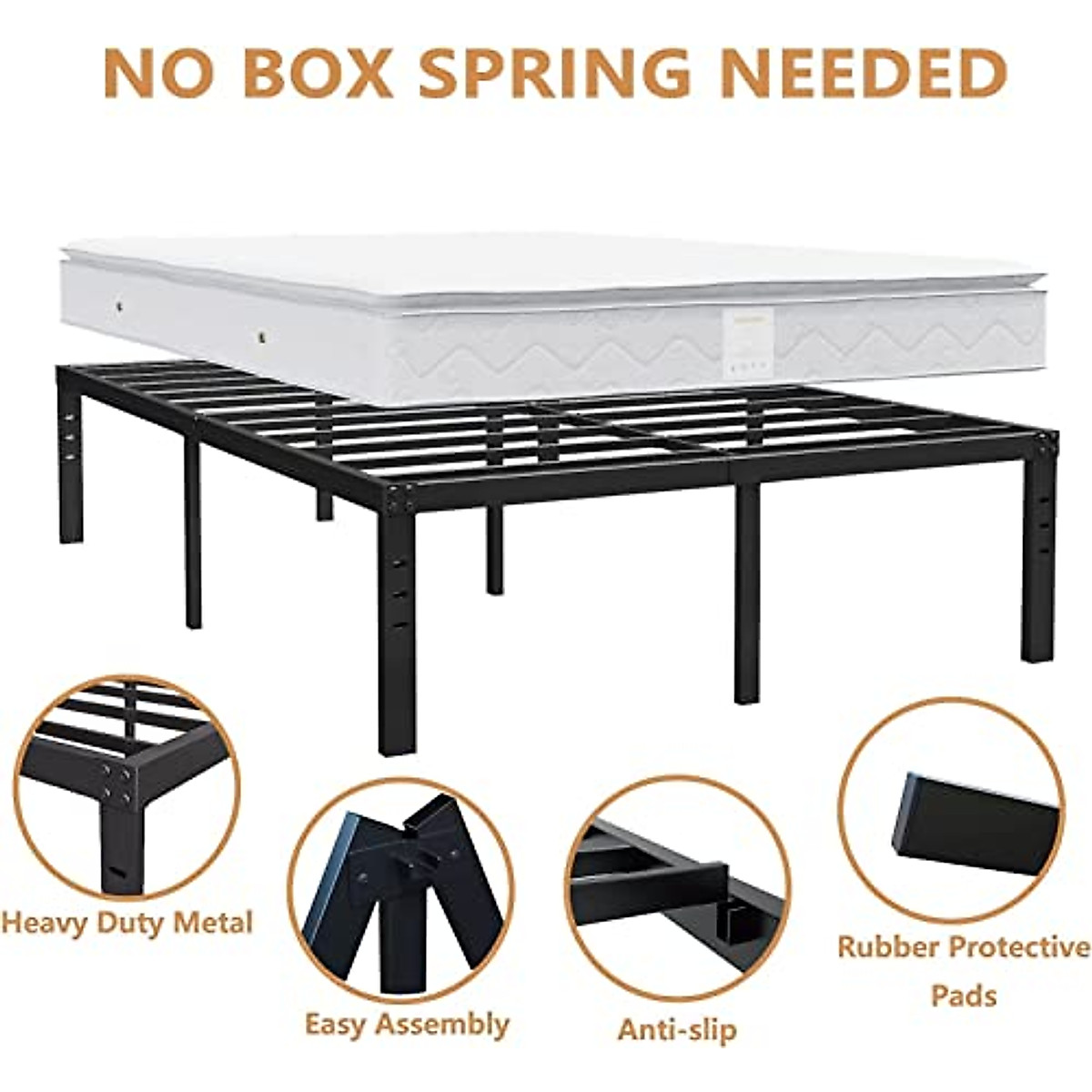 Artimorany California-King-Platform-Bed-Frame, 18 Inch Heavy Duty Metal Mattress-Foundation, No Box Spring Needed, Steel Slat Support 3500 lbs, Noise-Free, Easy Assembly, Black