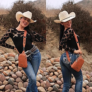 Wrangler Crossbody Sling Bags for Women Cross Body Fanny Pack Purse with Detachable Strap, Distressed Coffee