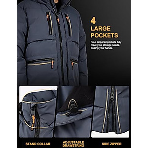 Orolay Men's Thickened Down Jacket Hooded Winter Coats with 6 Pockets Grey L
