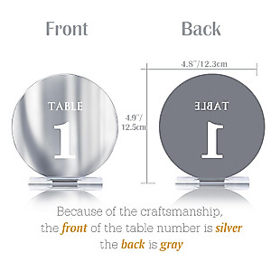 HZGUEOSTB Acrylic Wedding Table Numbers 1-15 with Stands,4.8"Round Mirror Silver Table Number Signs and Holders for Wedding Reception, Party, Event, Centerpiece Decoration(Silver, 1-15)