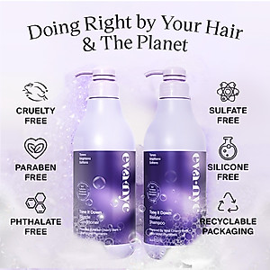 Eva NYC Tone It Down Blonde Shampoo and Conditioner Set, Moisturizing Purple Shampoo and Conditioner for Eliminating Brassy & Yellow Tones, Vegan Hair Shampoo and Conditioner, Pack of 2, 1L