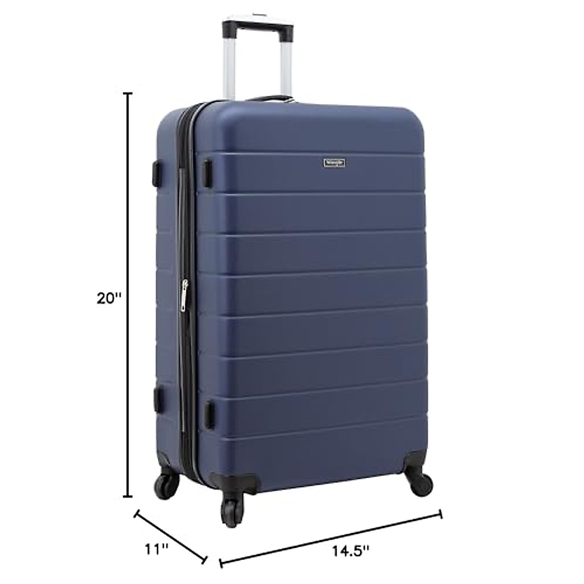 Wrangler Smart Luggage Set with Cup Holder and USB Port, Navy Blue, 20-Inch Carry-On