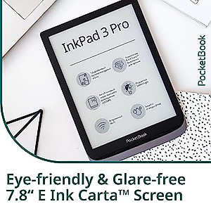 PocketBook InkPad 3 Pro | E-Reader IPX8 Waterproof | Large 7.8ʺ Glare-Free & Eye-Friendly E-Ink Screen | Text-to-Speech Function | Audio Output & Bluetooth | Audiobook & E-Book Reader | SMARTlight
