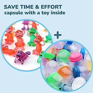 Entervending Monkey Toys in Capsules Bulk - 50 Pcs - 1.1 Inch Plastic Capsules and Funny Monkey Figurines for Kids - Bulk Toys for Classroom Prizes – Easter Basket Stuffers