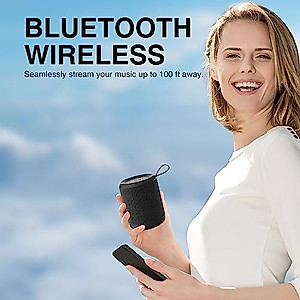 MEGATEK Portable Bluetooth Speaker, Loud HD Sound and Well-Defined Bass, IPX5 Waterproof, up to 10 Hours of Play, Aux Input, Wireless Speaker with Clip for Home, Outdoor and Travel (Black)