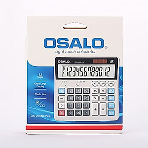 OSALO Desktop Calculator Extra Large Display 12 Digits Big Buttons Solar Accounting Calculator for Office (OS-200ML)
