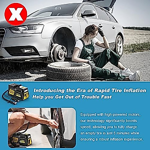 Portable Tire Inflator Digital Air Compressor 12V DC Tire Air Pump Car Accessories with Auto Shut-Off Function, Emergency LED Light, Carrying Case, Set of Nozzle Adaptors for Car, Motorcycle, Bicycle