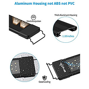 MingDak LED Aquarium Fish Tank Light Fixture,Full Spectrum Lighting for Freshwater Planted Aquariums,Slim & Thin Aluminum Housing,Extendable Brackets Fit 12" to 18" Fish Tank Model MDGLSD01B-12S