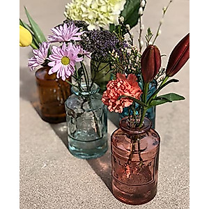 Time Concept Valencia 100% Recycled Glass Jar - Siete, Green - Handcrafted Flower Vase, Home Centerpiece Décor