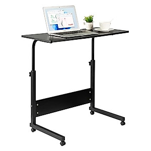 Hadulcet Mobile Side Table, Mobile Laptop Desk Cart, Adjustable Over Bed Table with Wheels for Sofa, Couch Desk for Sofa Laptop Coffee Snack, 31.5 x 15.7 in, Black