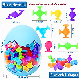 100pcs Suction Bath Toys for Baby Kids, Bath Toy Silicone Construction Building Blocks Montessori Sensory Toy for 3 4 5 6 7 8 Years Old Toddlers Boys Girls with Egg Storage