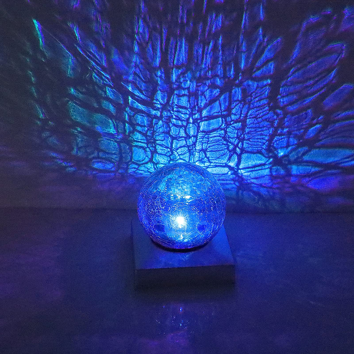 4 Solar Post Cap Lights Outdoor 2-in-1 Landscape Garden Ball Lights Cracked Glass Globe Lights Waterproof 5x5 In-Ground Spike Light for Posts Garden Yard Patio Pathway Deck Decor (Multi-Colors)