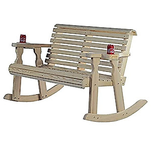 Amish Casual Heavy Duty 800 Lb Roll Back Pressure Treated Double Rocker with Cupholders (Unfinished)