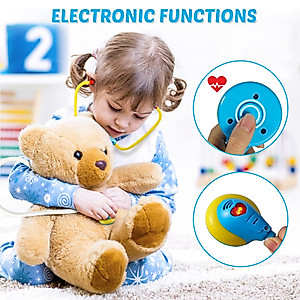 Toy Doctor Kit for Kids: 27Pcs Pretend Play Medical Doctor Playset with Carrying Case Electronic Stethoscope - Role Play Gift Educational Doctor Play Set for Toddler Boys Girls Ages 3 4 5 6