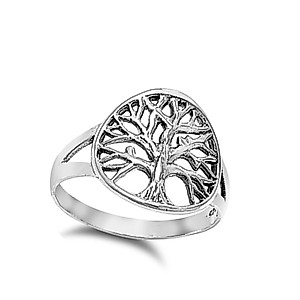 Women's Tree of Life Beautiful Ring New .925 Sterling Silver Band Size 9
