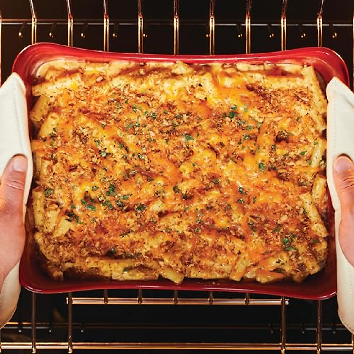 Rachael Ray Solid Glaze Ceramics Bakeware / Lasagna Pan / Baker, Rectangle - 9 Inch x 12 Inch, Red