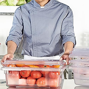 CURTA 4 Pack Food Storage Box with Lid, Clear NSF Polycarbonate Food Storage Box, 3.5 Gallon,Stackable Commercial Storage Containers for Kitchen Restaurant (18" x 12" x 6")