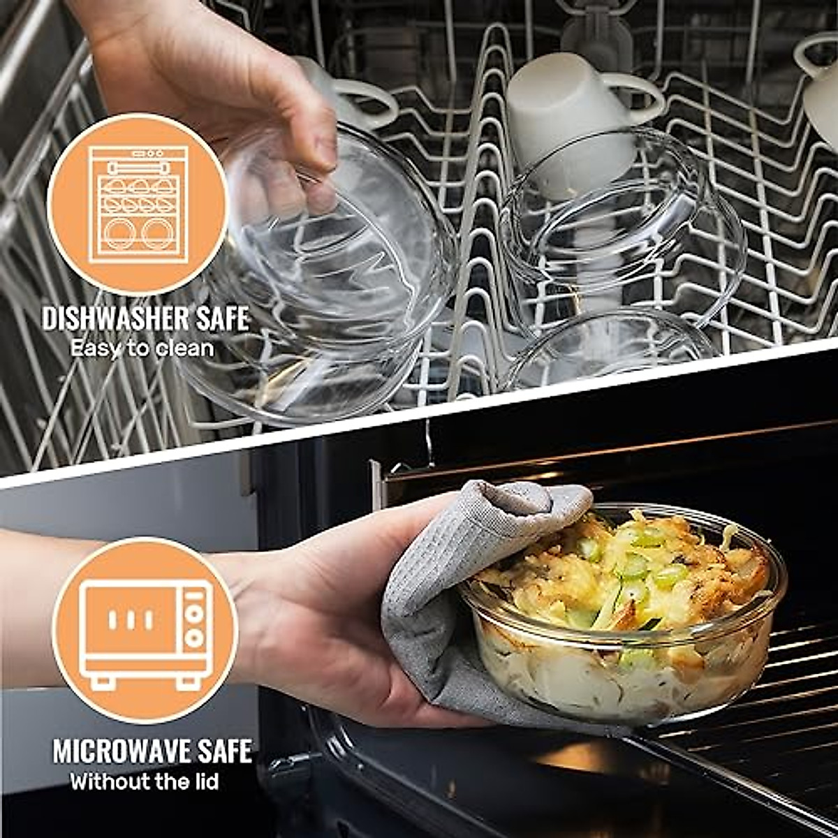 FILTA 4 Pack Glass Food Storage Containers with Lids: Glass Meal Prep Containers For Lunch,Leftover,Dishwasher Safe