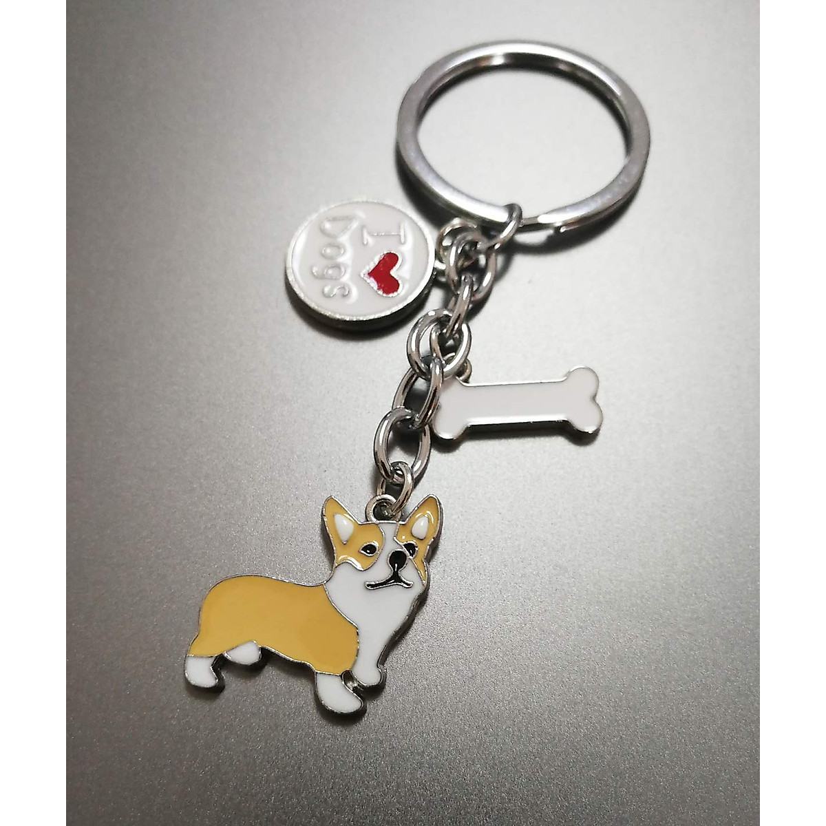BECHANMIG Keychains,Lovely Dog Key-ring Portable Metal Keychain Keyring Key Decor Car Keyring Tag (Yellow Corgi)