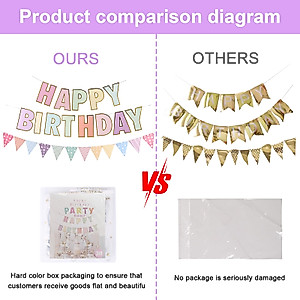 Happy Birthday Banner | Happy Birthday Sign | Birthday Decorations | Birthday Banner for Women Girls| Pastel Birthday Party Decor,Macaron Birthday Signs Banners (multicolour2)