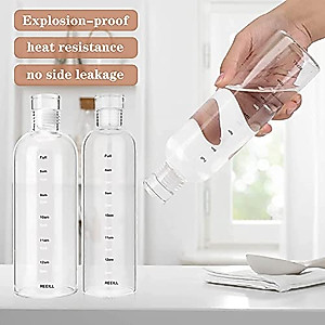 Clear Glass Water Bottles With Time Marker Non-slip Sleeve And Lids, Reusable Glass Drinking Bottles, Drink Water Bottle 17 Oz，Suitable For Drinks, Juices, Sodas, Coke, As Gifts (750ML2PCS)