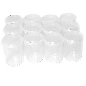 12 Plastic Containers with Rounded Screw-Top Lids - Crafting Beading Sewing Jewelry Organizers