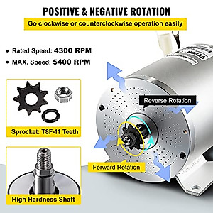 VEVOR Brushless Motor Kit, 2KW 48V 42A Brushless Motor Kit High Speed 4300RPM Electric Scooter Motor w/Mounting Bracket, Go Kart Motor for Bicycle Motorcycle, Speed Controller, Throttle, E-Bike