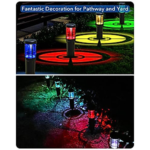MUSCLE LIGHTING Solar Pathway Lights Bollard, 7 Color Changing/Warm White Landscape Path Light, Outdoor Waterproof Garden Light for Patio, Yard, Driveway, Pack of 6