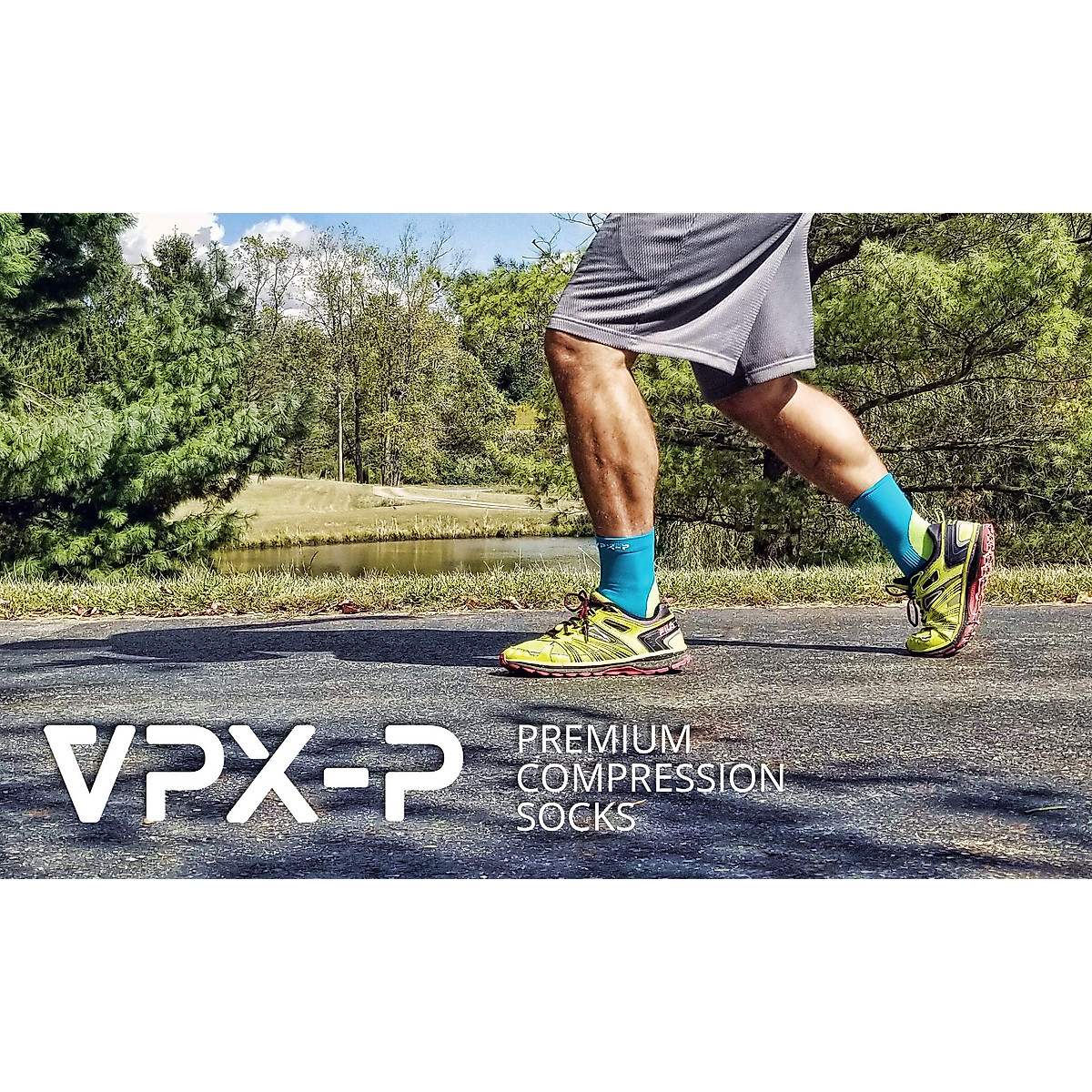 VPX4U Compression Cycling Socks For Men and Women - Performance Bike, Running & Mountain Bike Socks - Medias para Bicicletas-20-30 mmHg, Mid-Cut (Carolina Blue, Large-4)