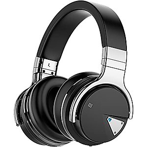 Qisebin Active Noise Cancelling Headphones, E7 Bluetooth Headphones with Microphone Deep Bass Wireless Headphones Over Ear, Comfortable Protein Earpads, 30 Hours Playtime for Travel/Work, Black