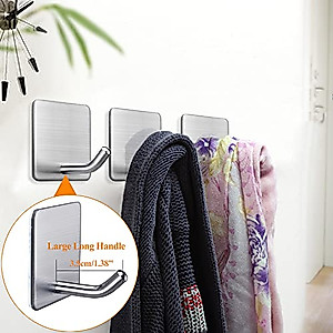 FOTYRIG Heavy Duty Adhesive Hooks Towel Hook Stick on Hooks Wall Hangers Waterproof Stainless Steel Sticky Hooks for Hanging Bathroom Kitchen Home-4 Packs