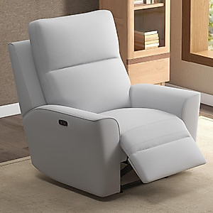 EBELLO Power Recliner Chair for Adult, Single Electric Recliner with Double Layer Backrest Cushion and USB Port, Breathable Fabric Reclining Chair for Living Room, Office, Bedroom, Light Gray