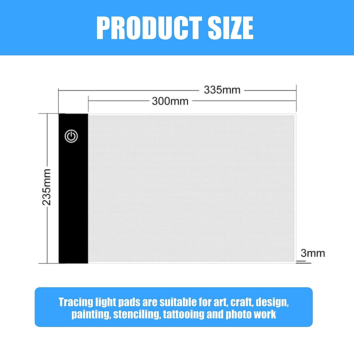 A4 LED Light Pad, 9.3x13.2 Inches Rechargeable Tracing Light Box, Adjustable Brightness Tracing Light Pad with Scale, Diamond Painting Light Board, Light Table for Tracing, Weeding Vinyl, Art (White)