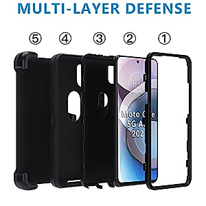 NUFR for Moto One 5G Ace Case,Motorola One 5G Ace 2021 Heavy Duty case[ with Clip], [Shockproof] [Dropproof] [Dust-Proof], Compatible with Motorola one 5G ace (Black)