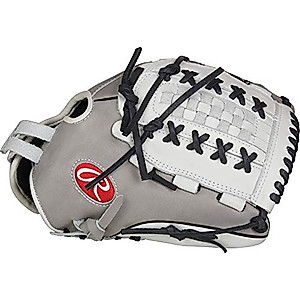 Rawlings Heart of The Hide 12.5" Fastpitch Softball Youth Glove Left Hand Throw, Grey/White/Black