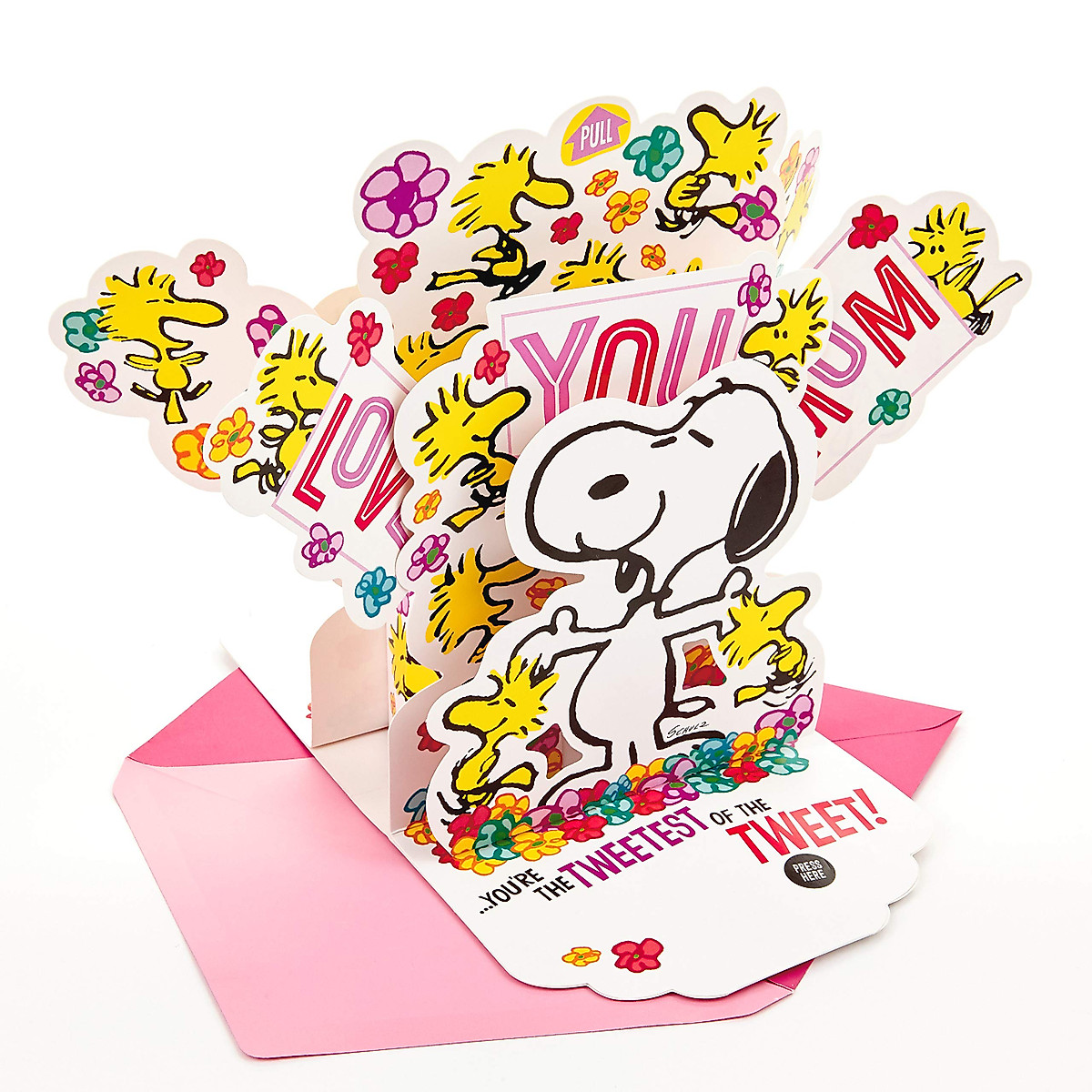 Hallmark Birthday Pop Up Card with Song from Son or Daughter (Peanuts Snoopy and Woodstock Pop Up, Plays Linus and Lucy by Vince Guaraldi)