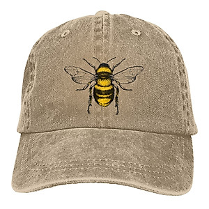 Funny Bees Hat Honey Bees Baseball Cap for Women Vintage Mens Hats Natural
