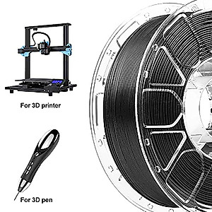 Comgrow PLA 3D Printer Filament, 3D Printer Filament 1.75mm, 1kg Spool Filament (2.2lbs), Dimensional Accuracy +/- 0.03mm, PLA Black, fit Most FDM 3D Printers
