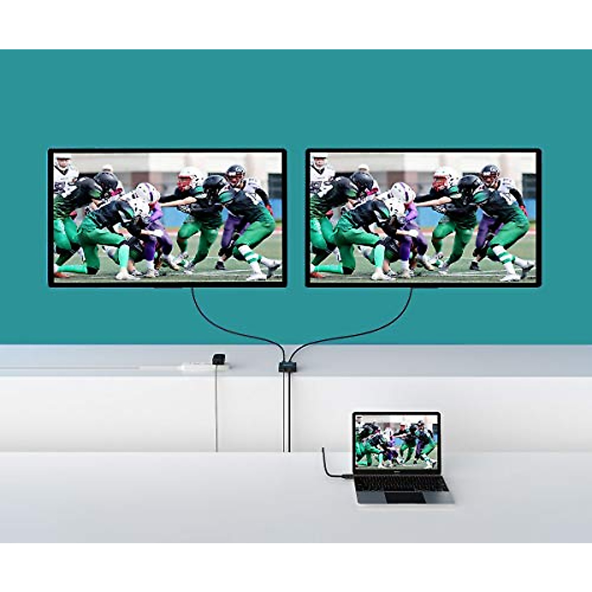 4K HDMI Splitter 1 in 2 Out, MT-VIKI 1x2 Powered HDMI Splitter for Dual Monitors w/Power Adapter, 4K@30Hz Dual Monitors Duplicate/Mirror for PS4 Fire Stick HDTV