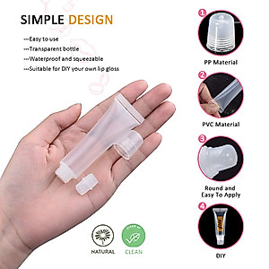 AMORIX 50PCS 20ml Lip Gloss Tubes Clear Empty Lip Balm Containers Refillable Soft Cosmetic Squeeze Tubes for DIY Lipgloss Base, Glitter, Flavoring Oil with 2 x Syringes + Tag Labels Stickers